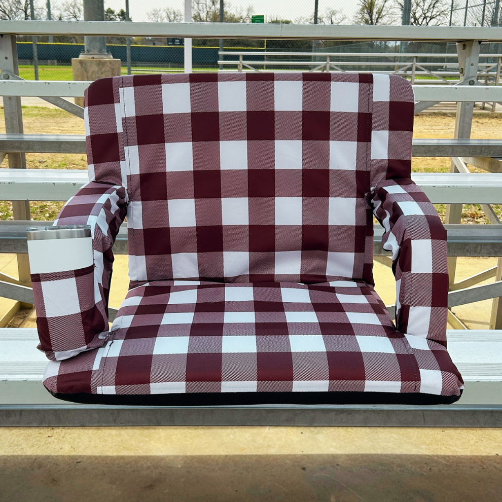 Maroon Buffalo 23" Stadium Seat with Armrests – The Last Stag
