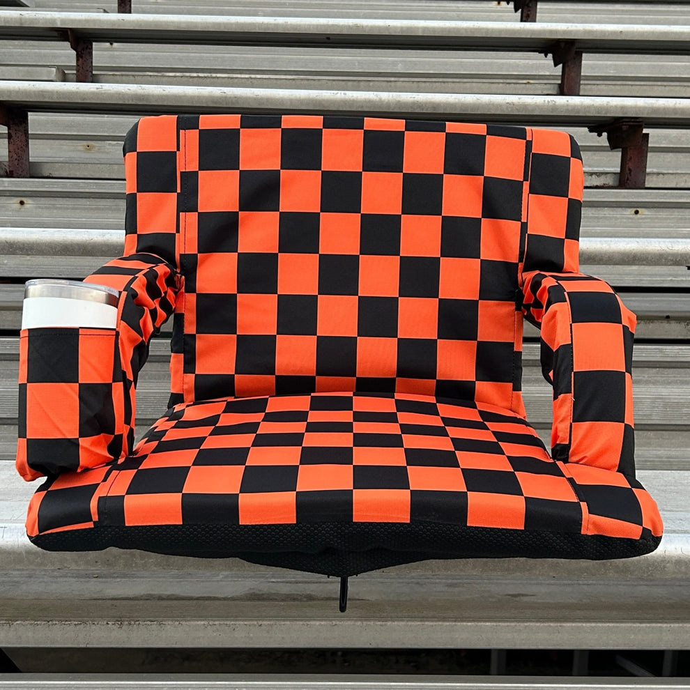 Orange Checkerboard 23" Stadium Seat with Armrests – The Last Stag