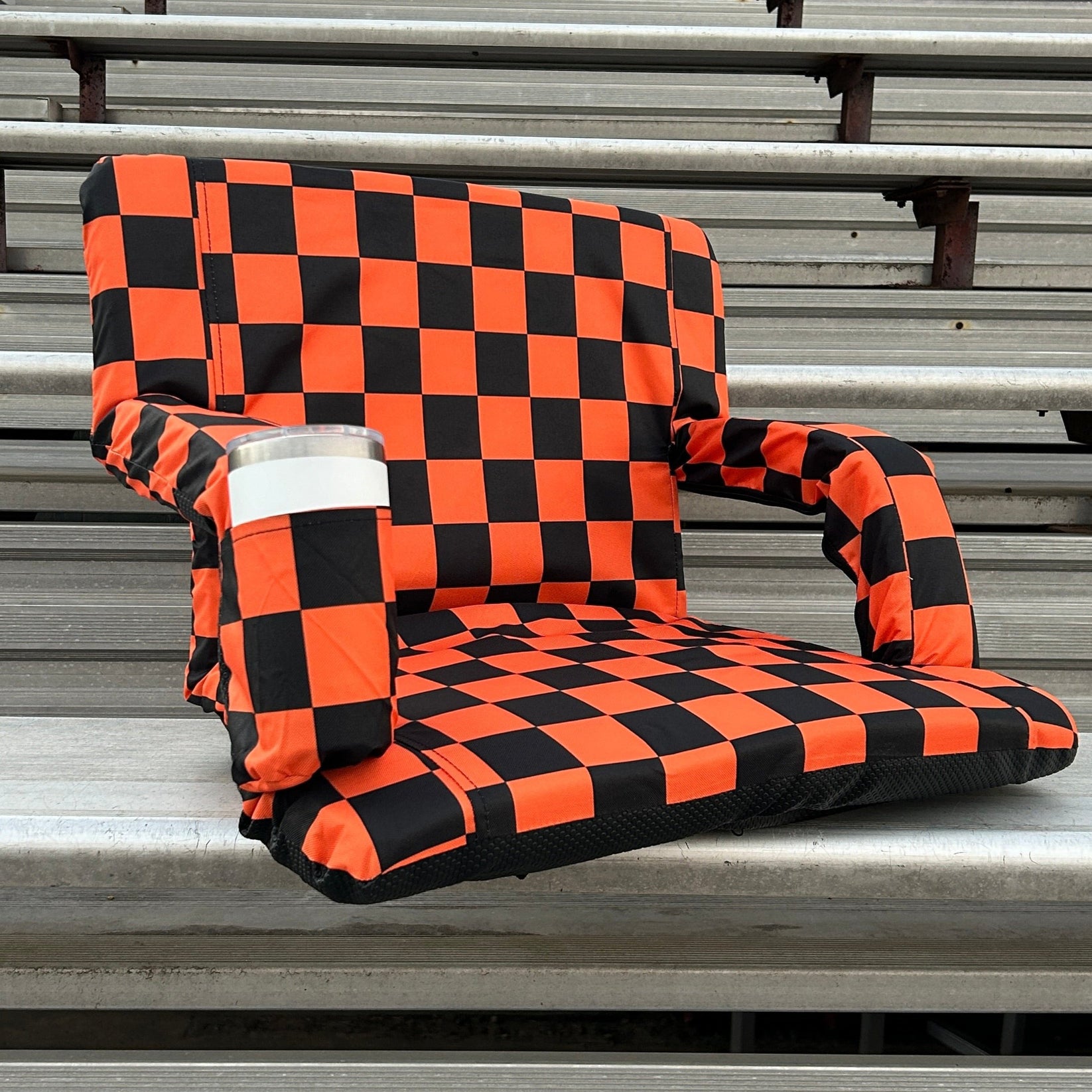 Orange Checkerboard 23" Stadium Seat with Armrests – The Last Stag