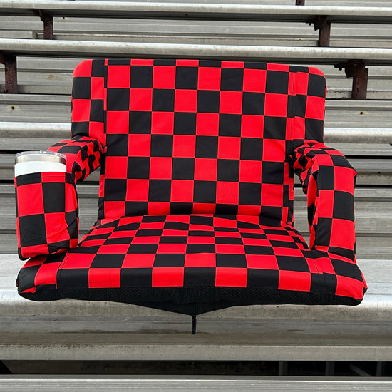 Red Checkerboard 23" Stadium Seat with Armrests – The Last Stag