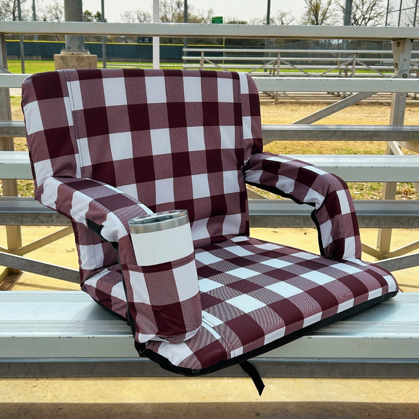 Maroon Buffalo 23" Stadium Seat with Armrests – The Last Stag