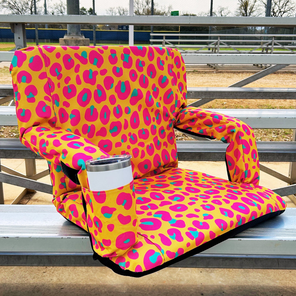 Neon Leopard Print 23" Stadium Seat with Armrests – The Last Stag