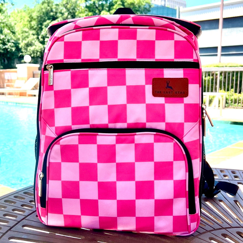 Pink Checkerboard Backpack Cooler | The Last Stag
