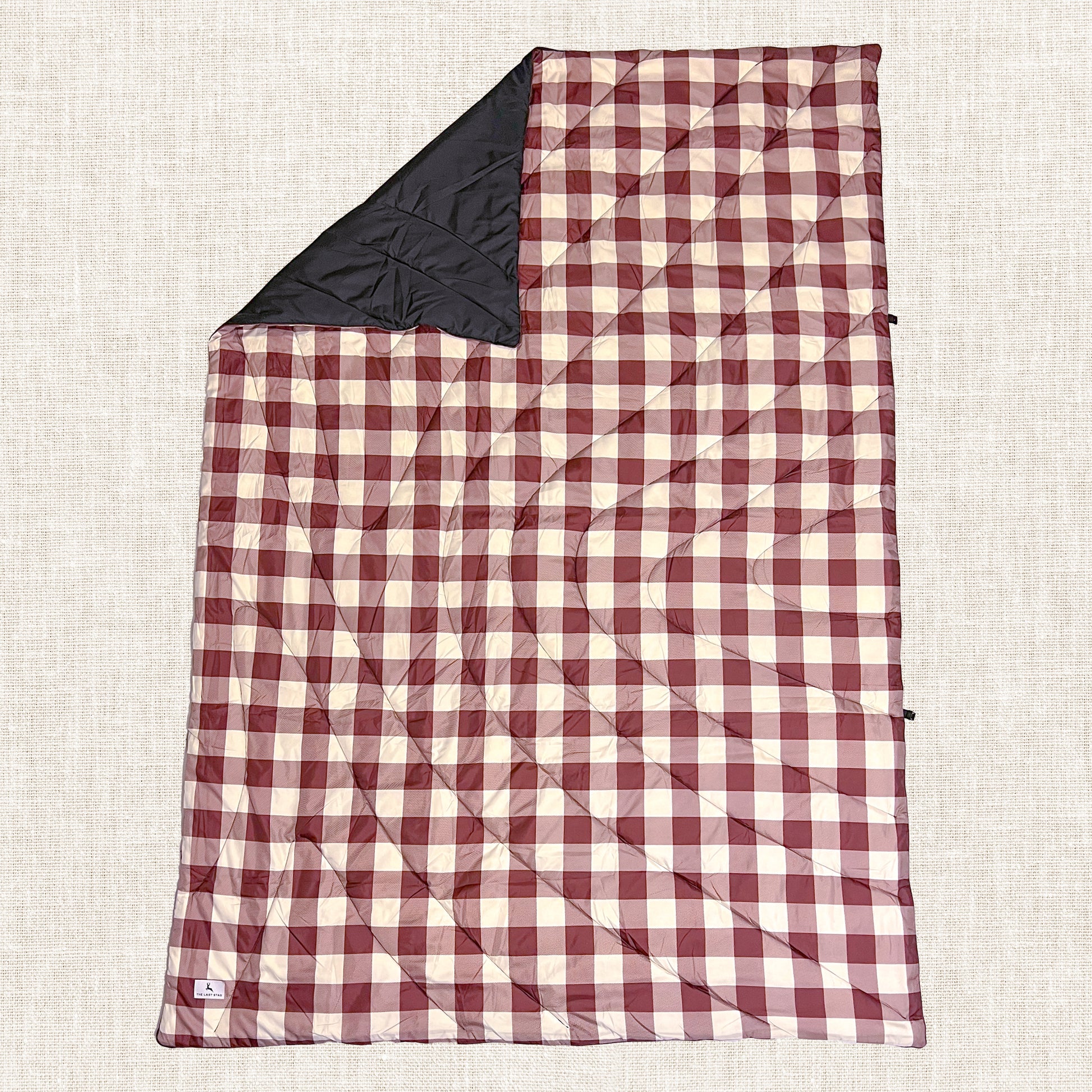 Maroon Buffalo Check - Wearable Outdoor Puffy Blanket | The Last Stag