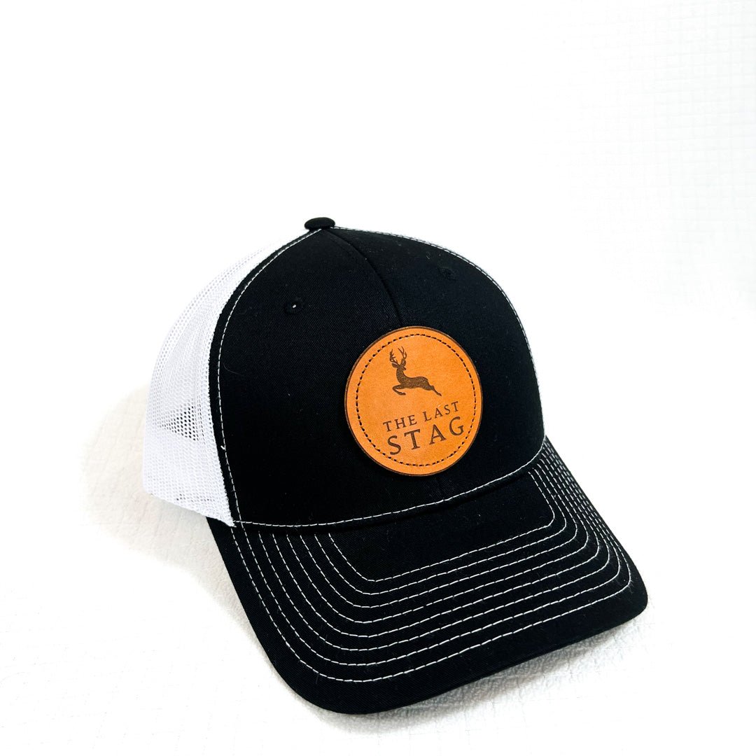 The Last Stag Leather Patch Hat - Black/White - The Last Stag